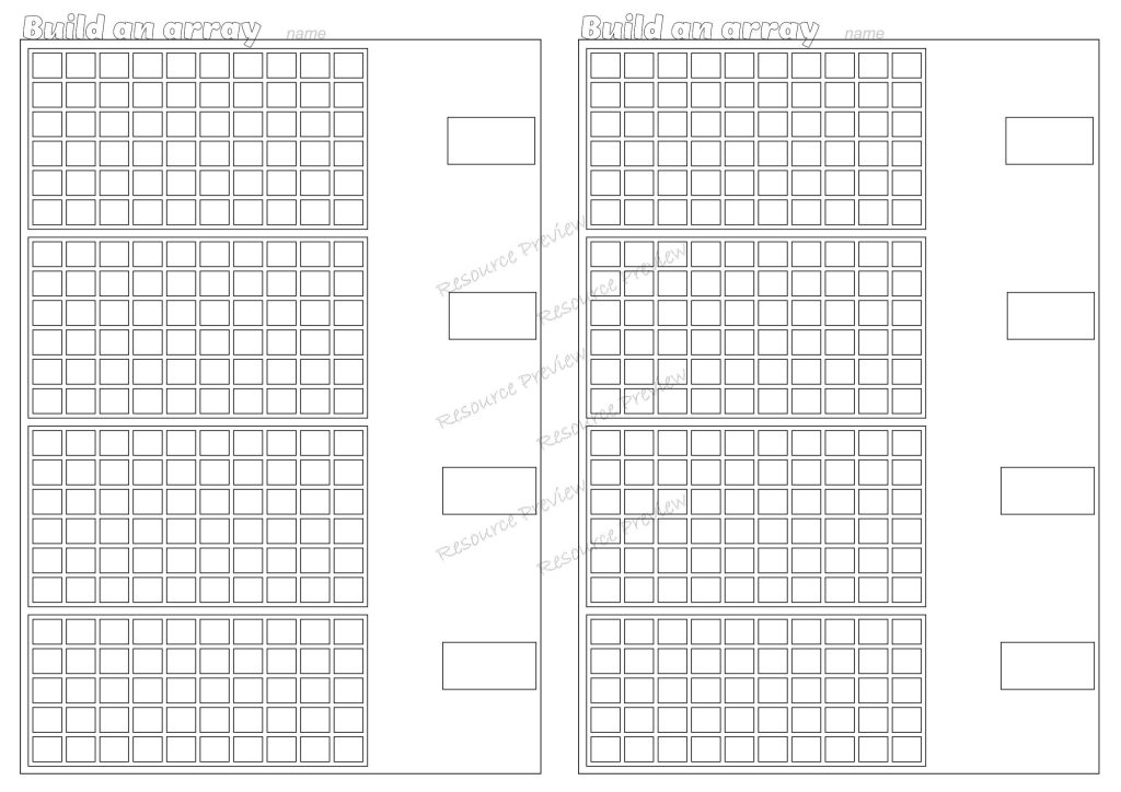 Array build-it worksheets – Sparkle Arcs