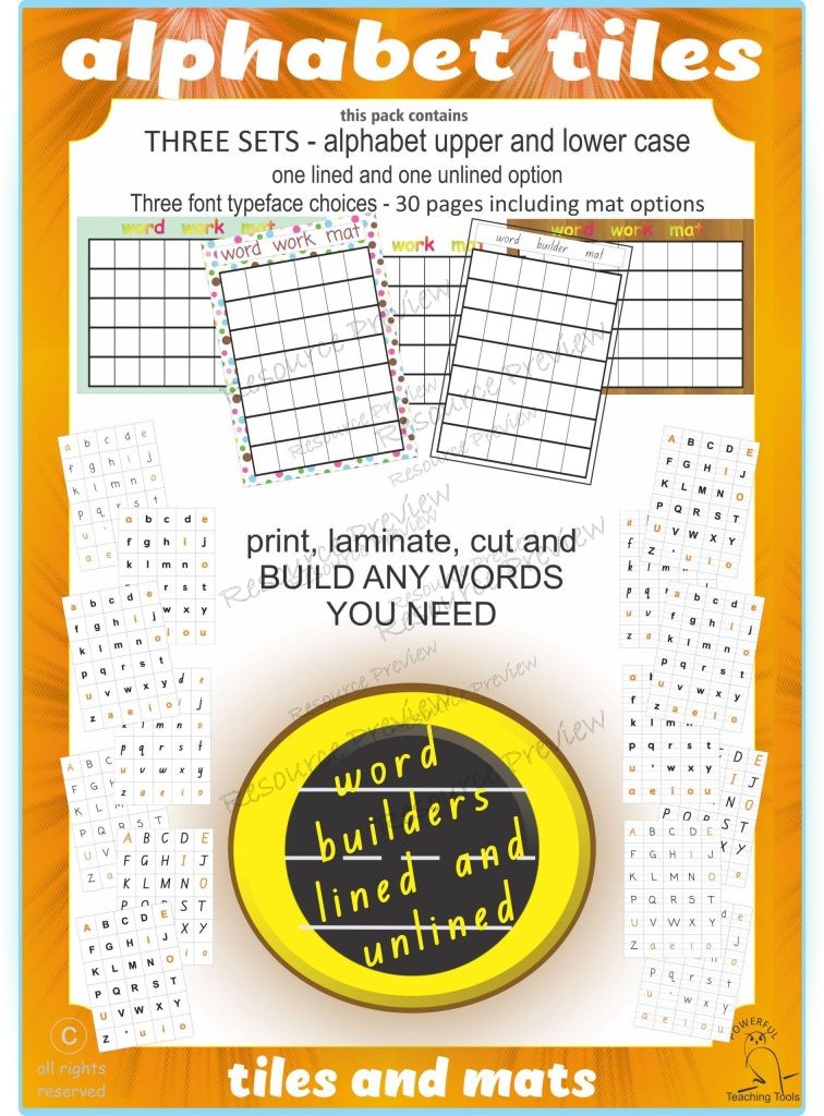 Word building – Alphabet tile and mats – Sparkle Arcs