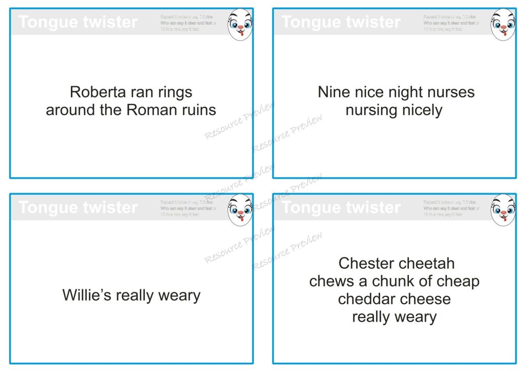 Tongue twister cards x40 – Sparkle Arcs