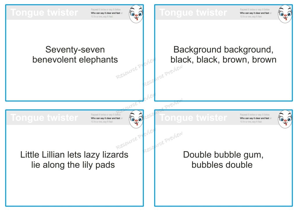 Tongue twister cards x40 – Sparkle Arcs